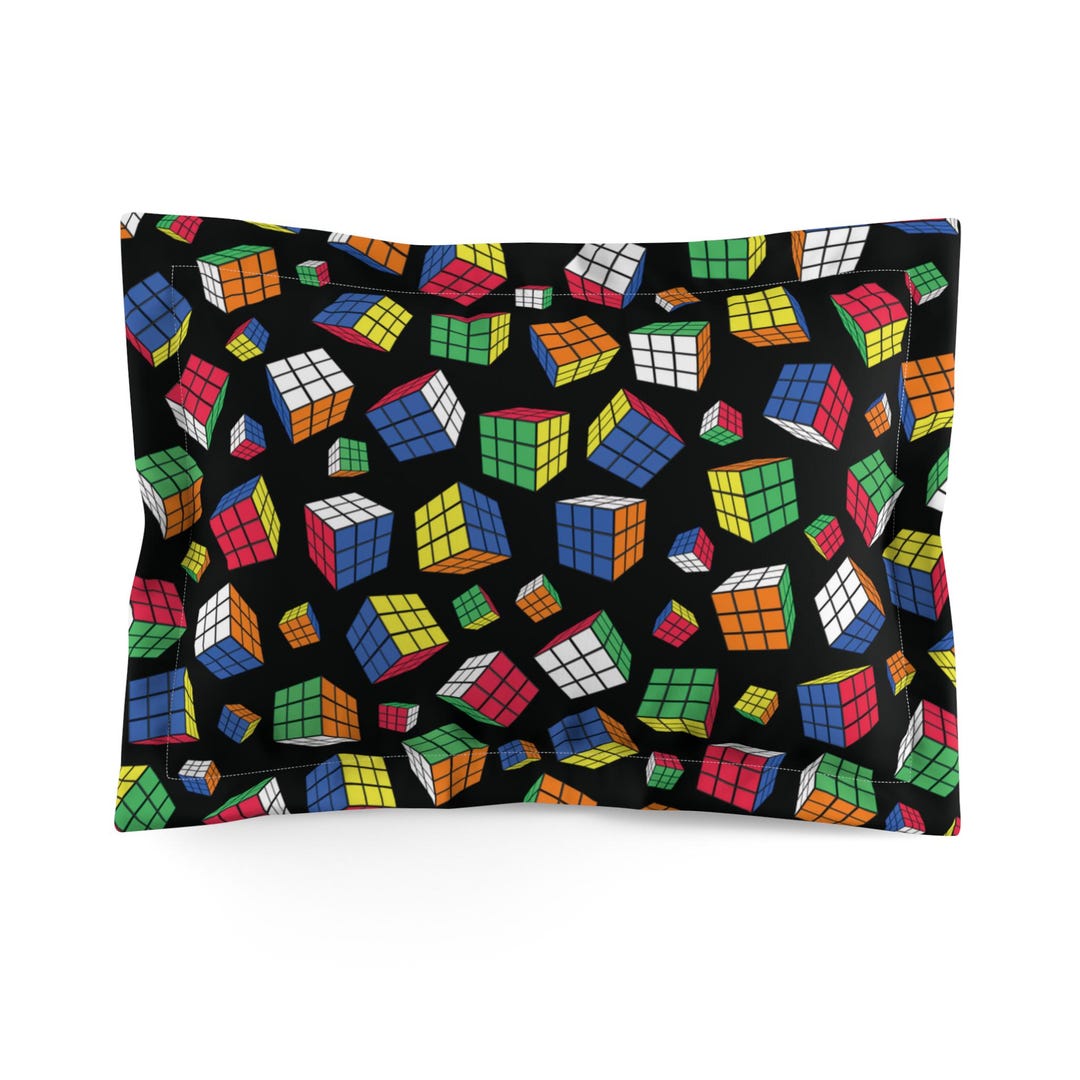 Rubik's Cube Pillow Sham - Cubes All Over (black) - Bedroom Decor ...
