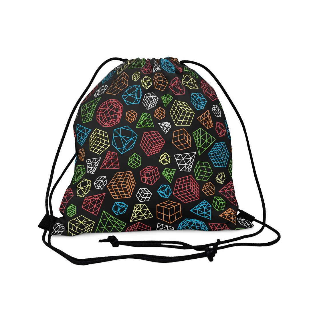 Colorful Line Art Rubik's Cube Drawstring Bag, Drawstring Backpack ...