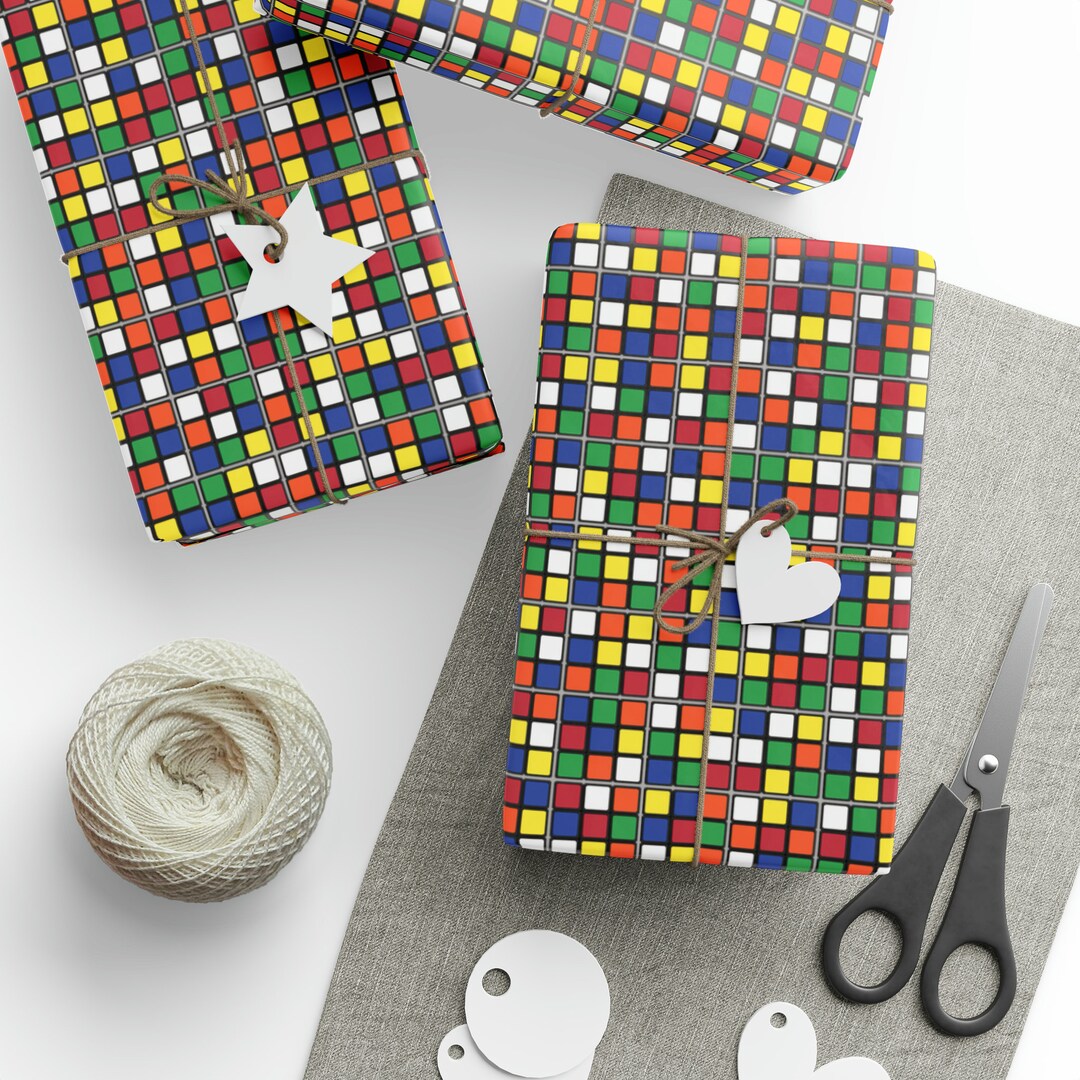 Rubik's Cube Gift Wrap Scrambled Cubes Wrapping Paper Christmas ...