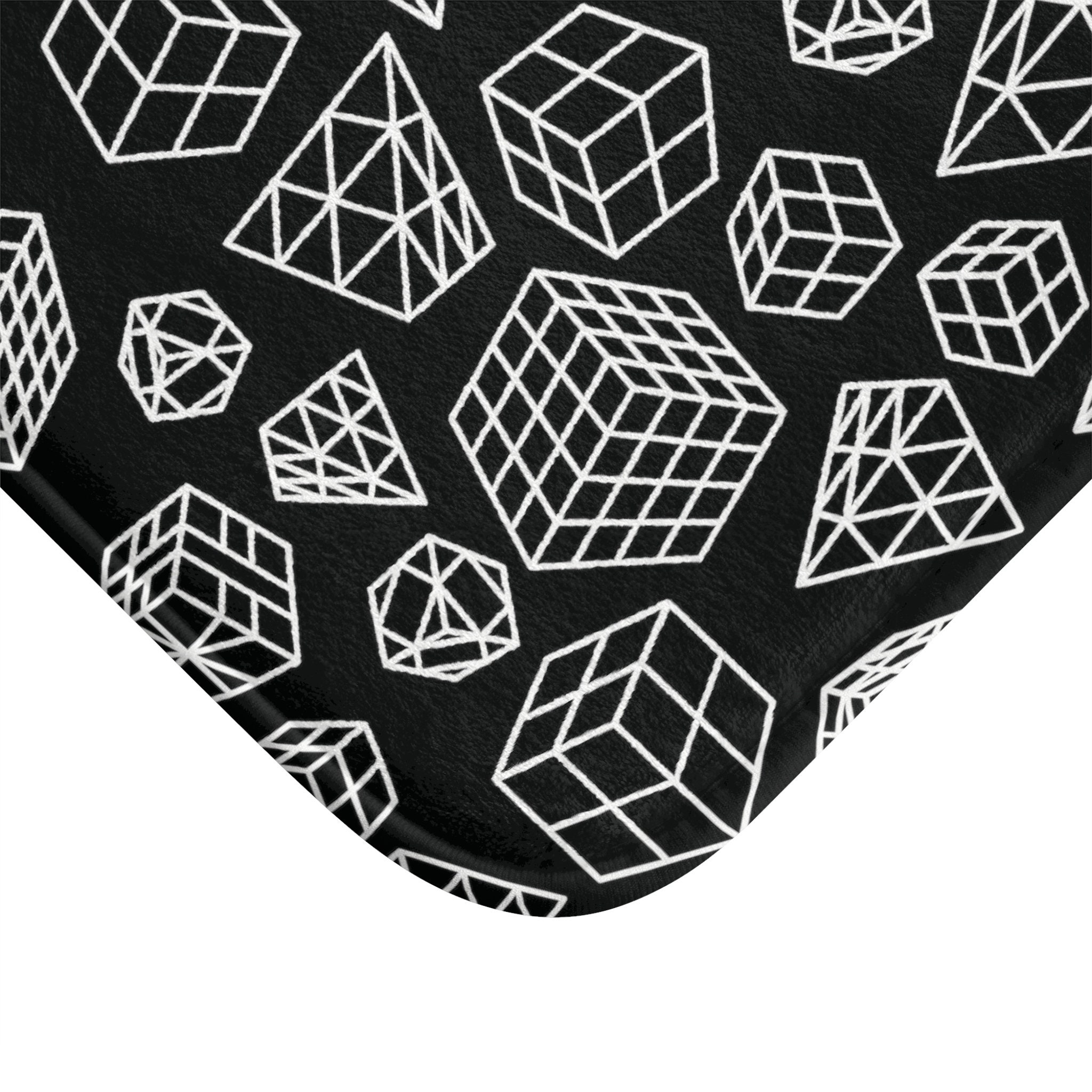 Monochrome Line Art Cubes Rubik's Cube Bath Mat Soft and - Etsy