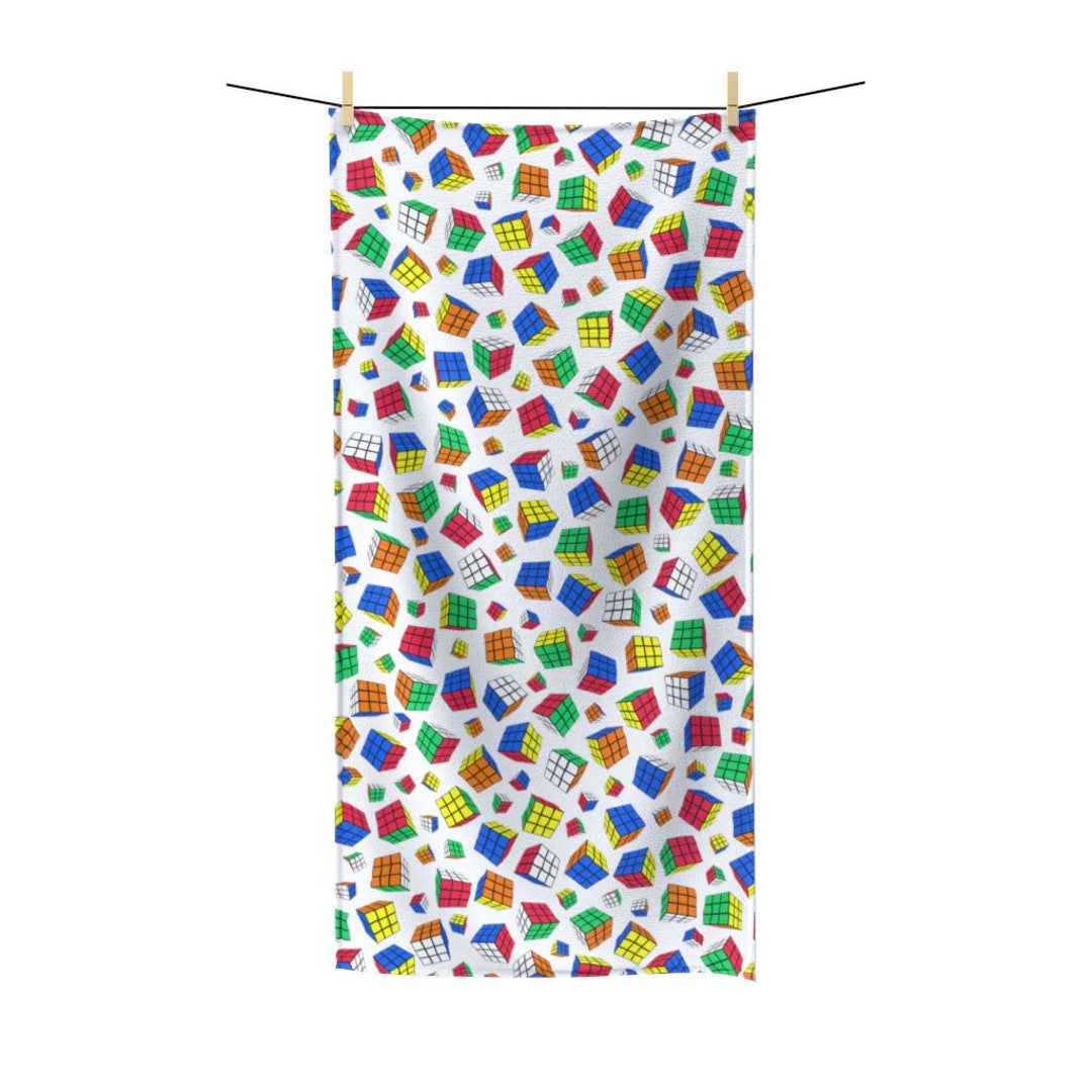 Rubik's Cube Bath Towel - Cubes All Over - Rubik's Cube Towel ...