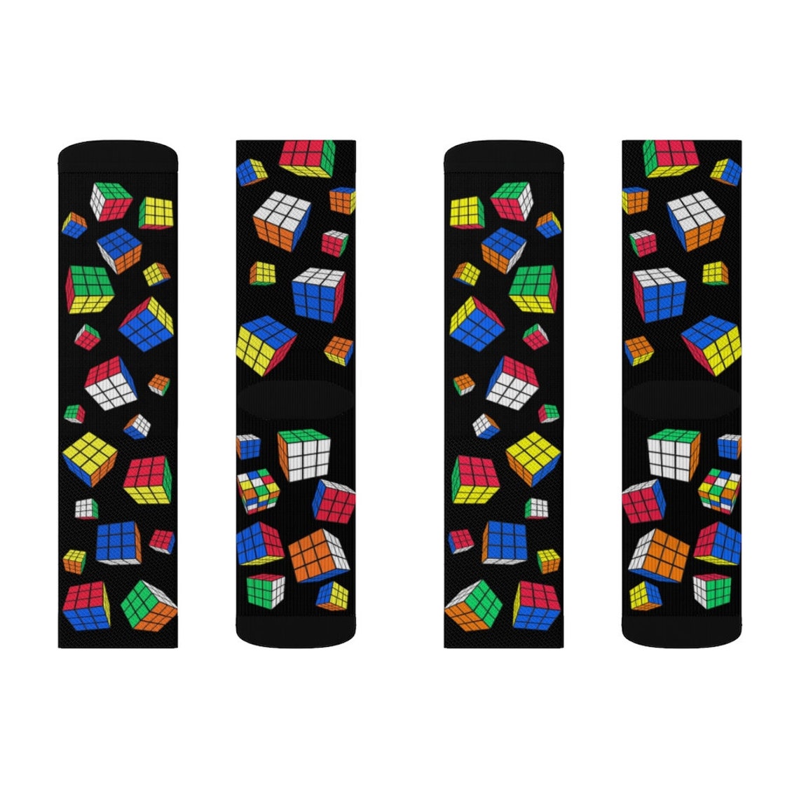 Cubes All Over Black Rubik's Cube Socks Fun Socks for | Etsy