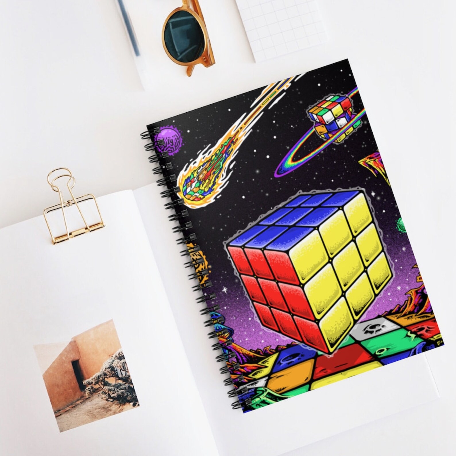 Psychedelic Rubik's Cube Spiral Notebook Ruled Line | Etsy