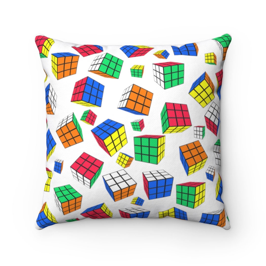 Cubes All Over - Rubik's Cube Pillow - 2-sided Print, Square Throw ...