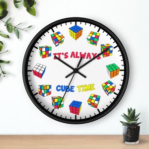 Rubik's Cube Wall Clock - "it's Always Cube Time" - Rubik's Cube Clock ...