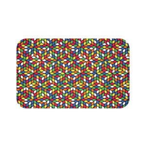 Optical Illusion Rubik's Cube Bath Mat - Soft and Squishy Mat Covered ...