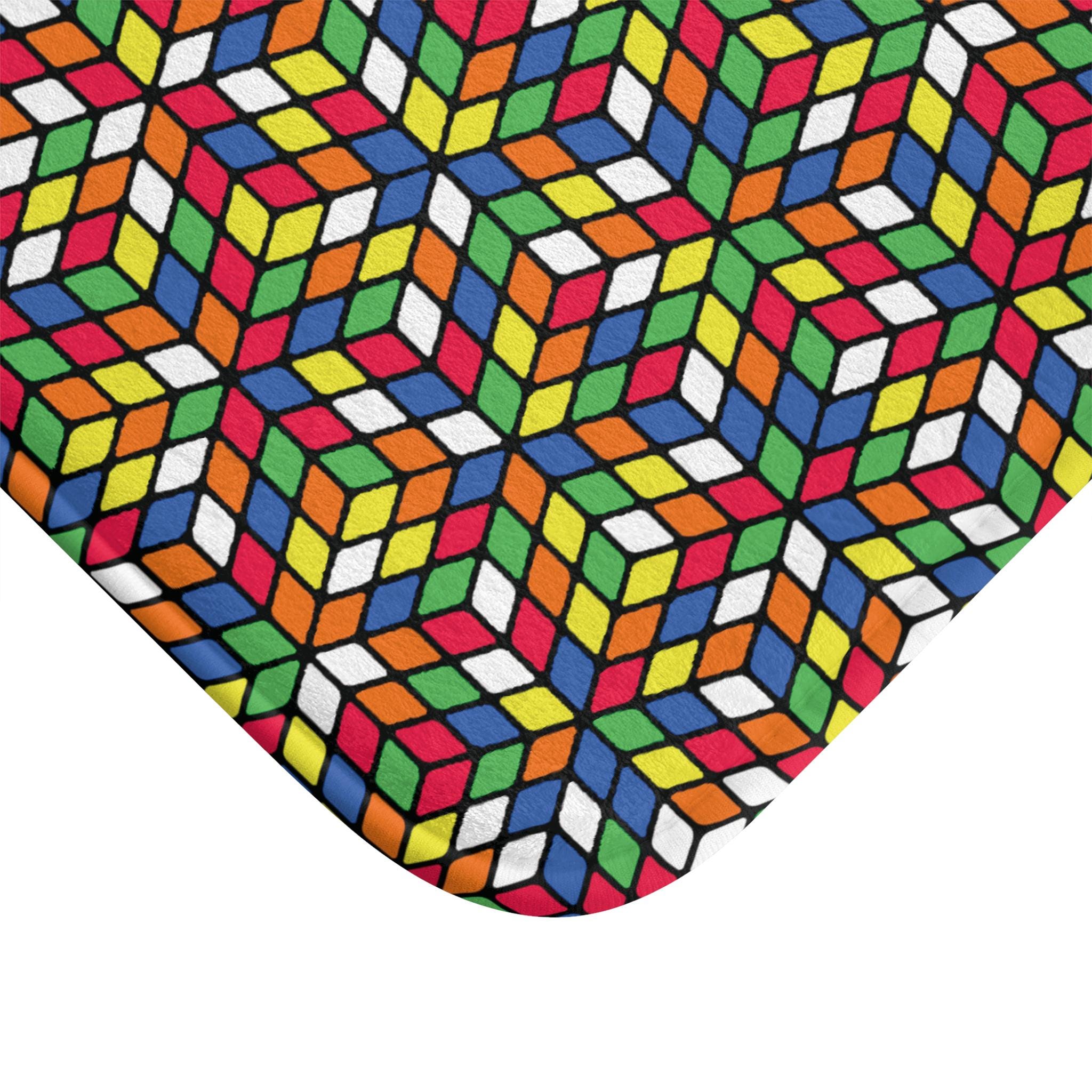 Optical Illusion Rubik's Cube Bath Mat - Soft and Squishy Mat Covered ...