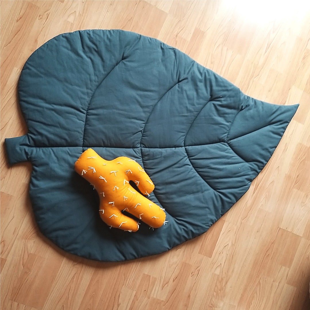 Leaf Play Mat, Emerald Green Leaf Mat , Floor Play Mat, Cotton Leaf Mat ...