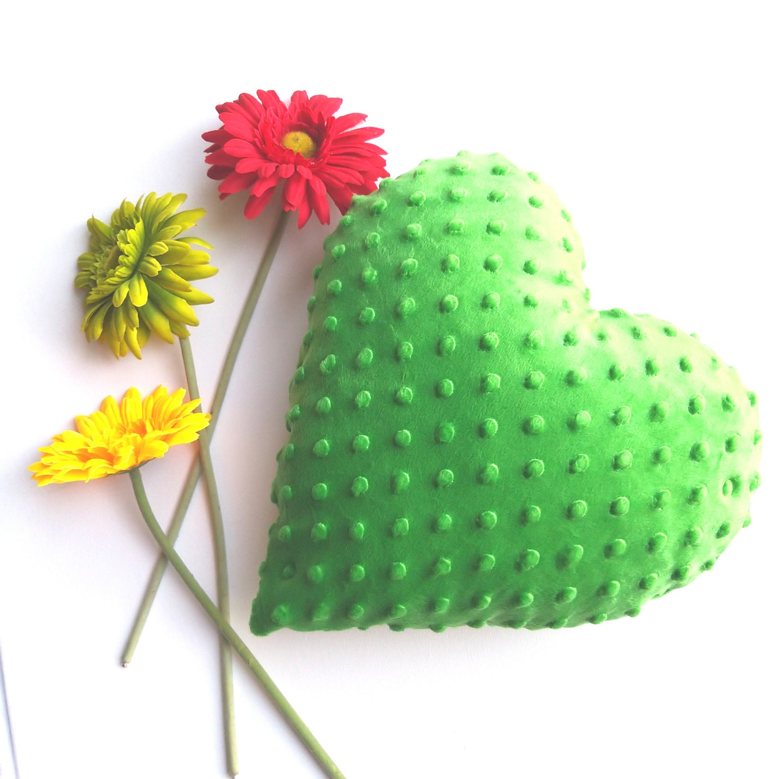 Heart Pillow Heart Shaped Pillow Valentine Day Gift Green - Etsy