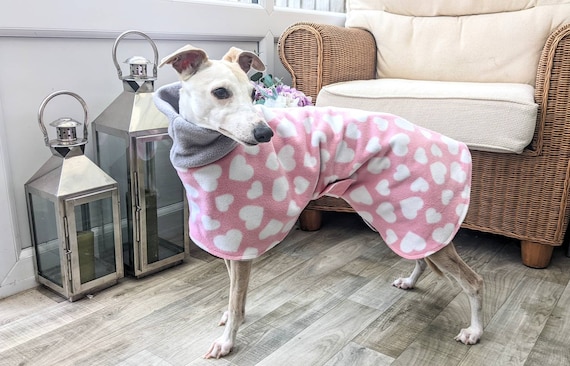 Reversible Whippet Fleece Coat Pink & White Hearts/various - Etsy