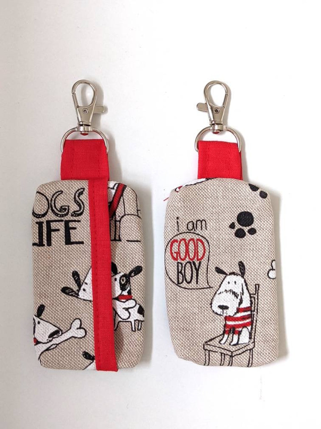 Clip on Poop Bag Holder in Two Sizes - Linen Dogs Life Pattern - Etsy
