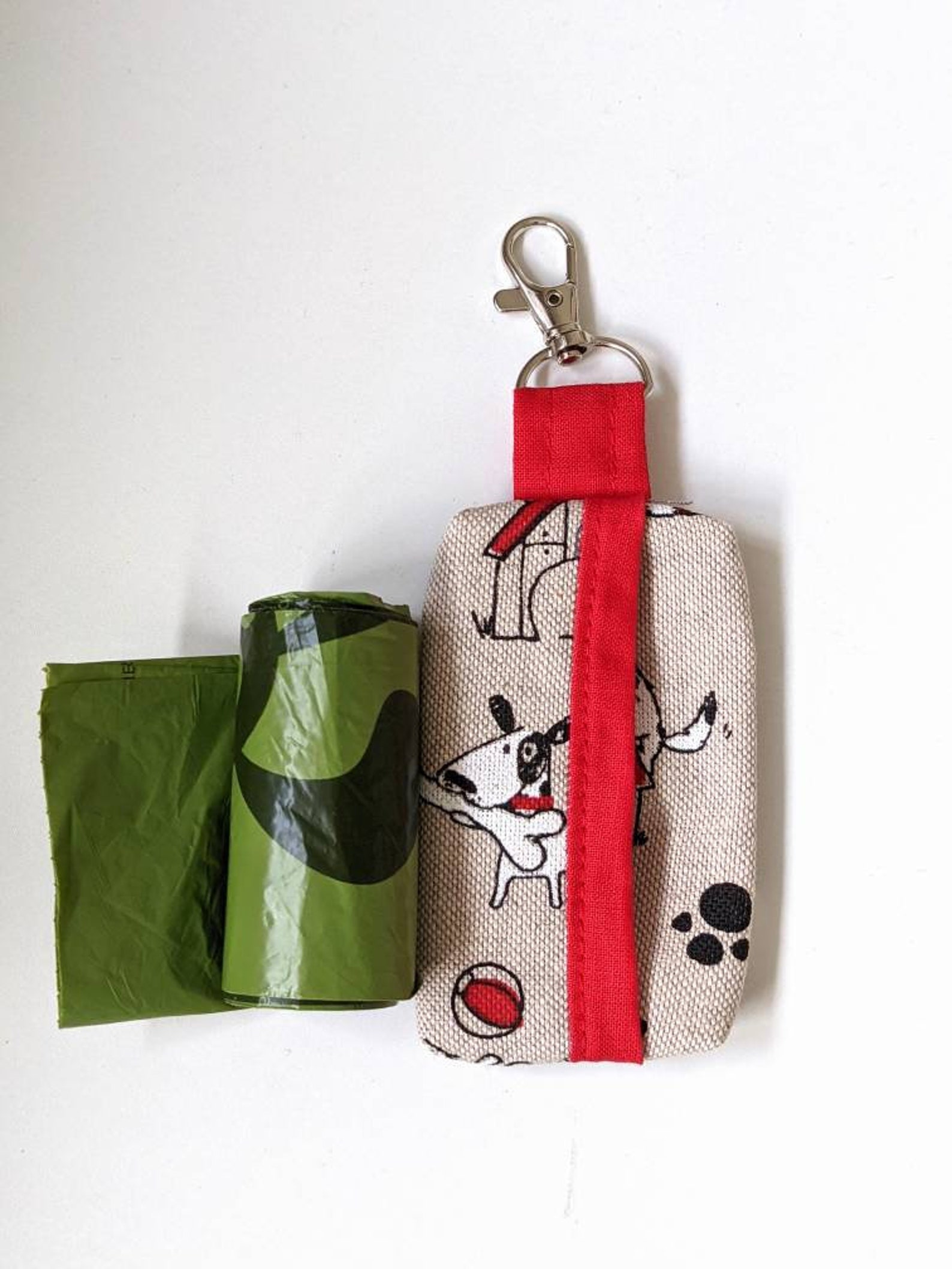 Clip on Poop Bag Holder in Two Sizes - Linen Dogs Life Pattern - Etsy
