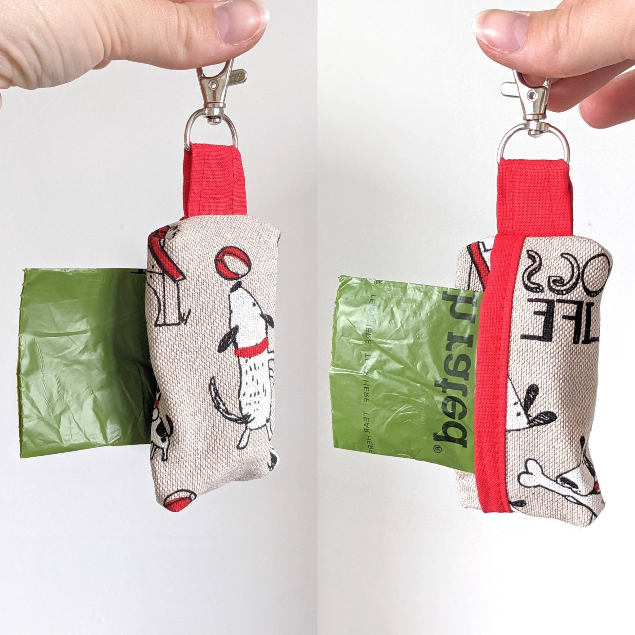 Clip on Poop Bag Holder in Two Sizes - Linen Dogs Life Pattern - Etsy