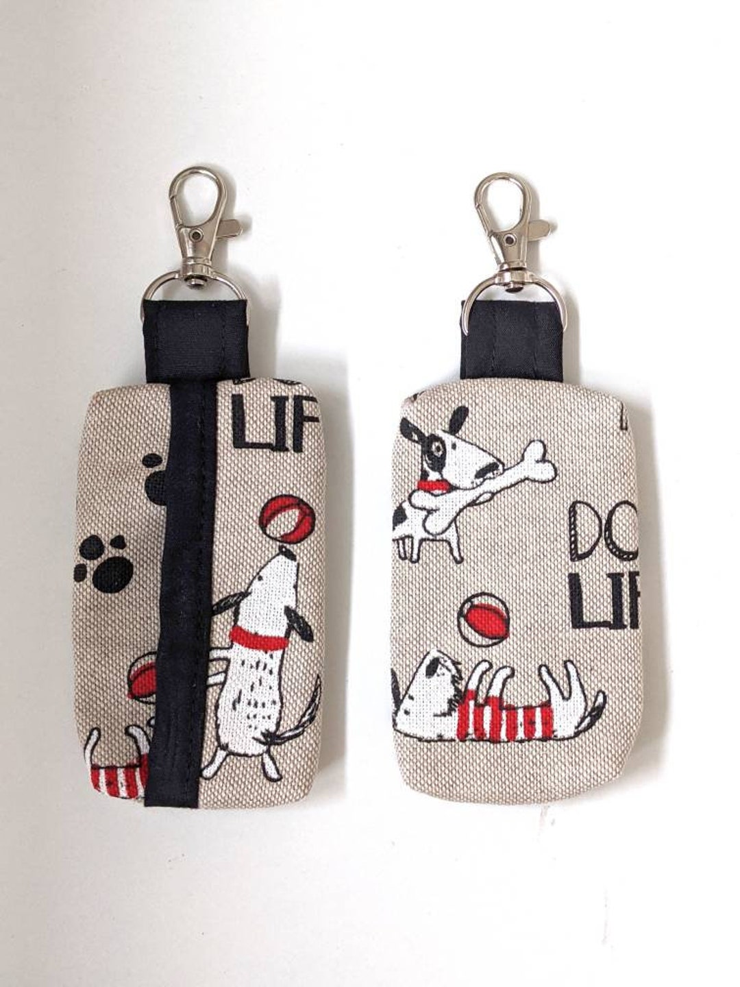 Clip on Poop Bag Holder in Two Sizes - Linen Dogs Life Pattern - Etsy