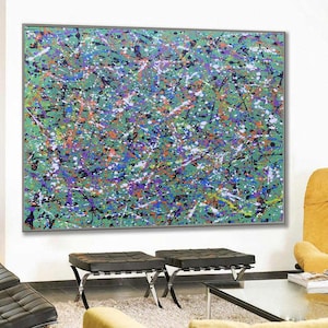 Jackson Pollock Style Green Abstract Painting ,oversize Painting ...