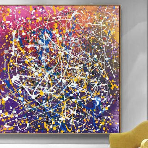 Jackson Pollock Style Blue Abstract Painting oversize - Etsy