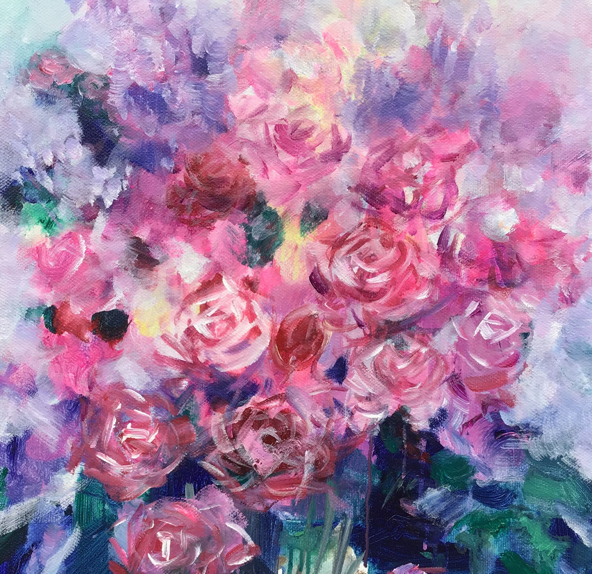 Rose Flower Painting oversize Painting original Large Canvas - Etsy