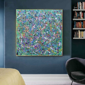 Jackson Pollock Style Green Abstract Painting ,oversize Painting ...