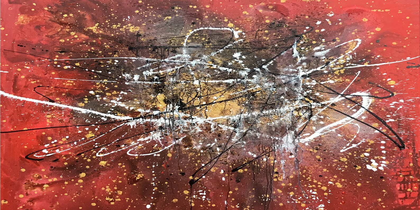 Extra Large Red Gold Abstract Painting ,modern Art,oversize Painting ...