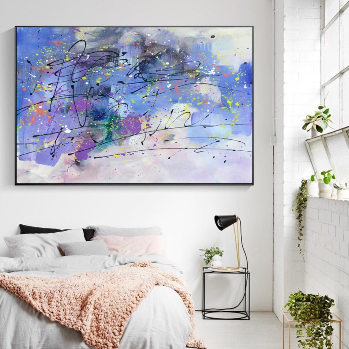 Jackson Pollock Style Blue Abstract Painting oversize - Etsy