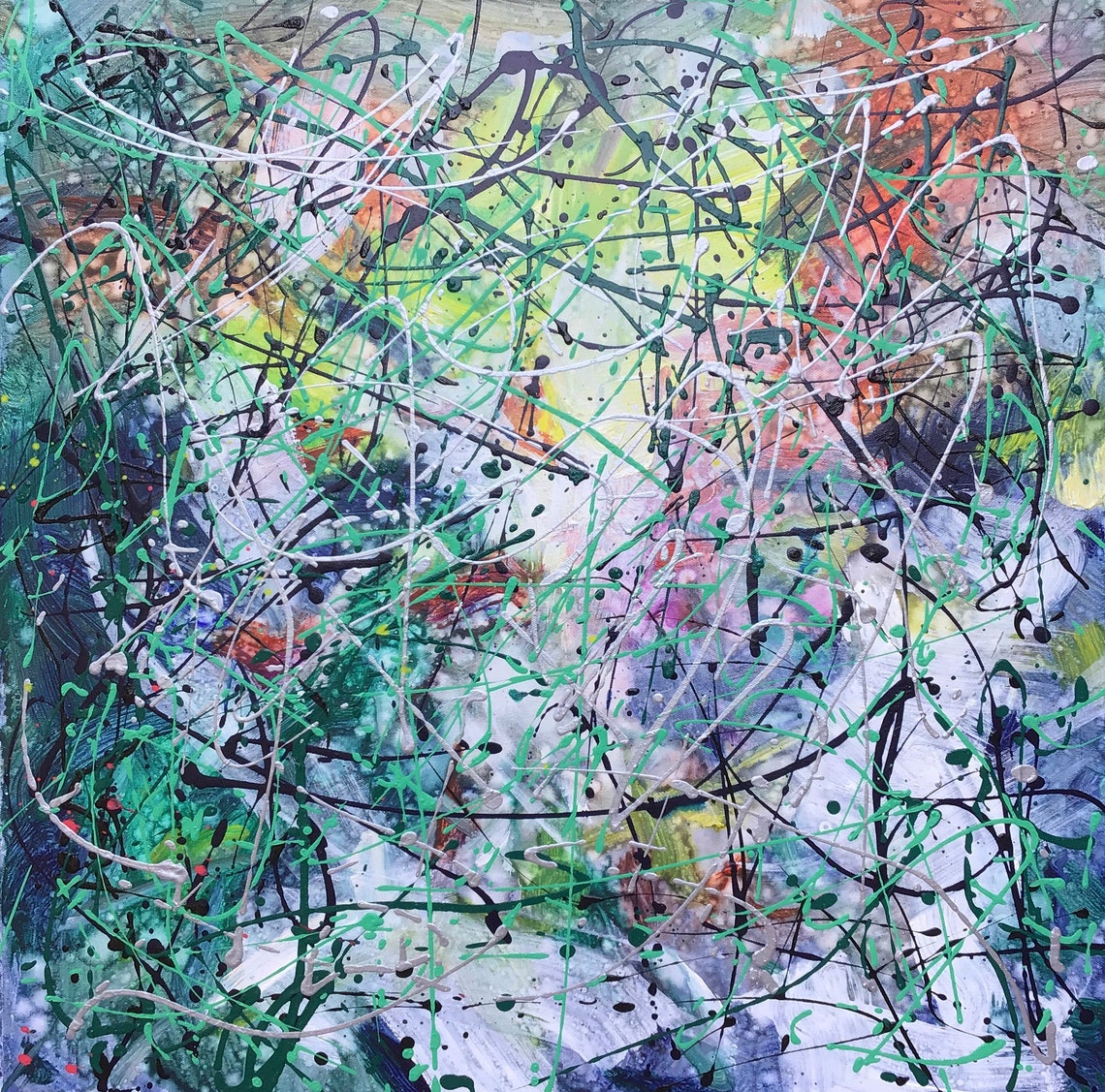 Jackson Pollock estilo Pintura abstracta Pintura de gran - Etsy México