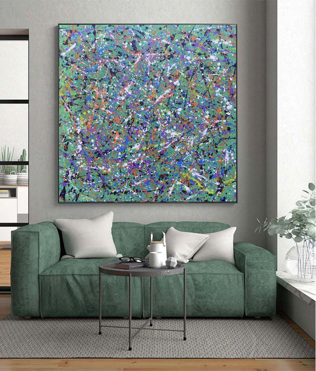 Jackson Pollock Style Green Abstract Painting ,oversize Painting ...