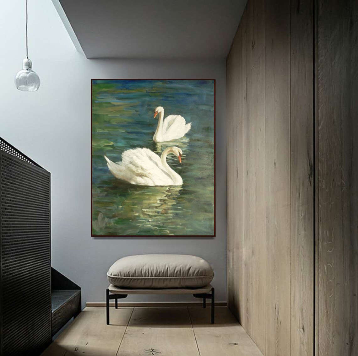 White Swan paintingWhite Swan ArtOversize Painting Original | Etsy