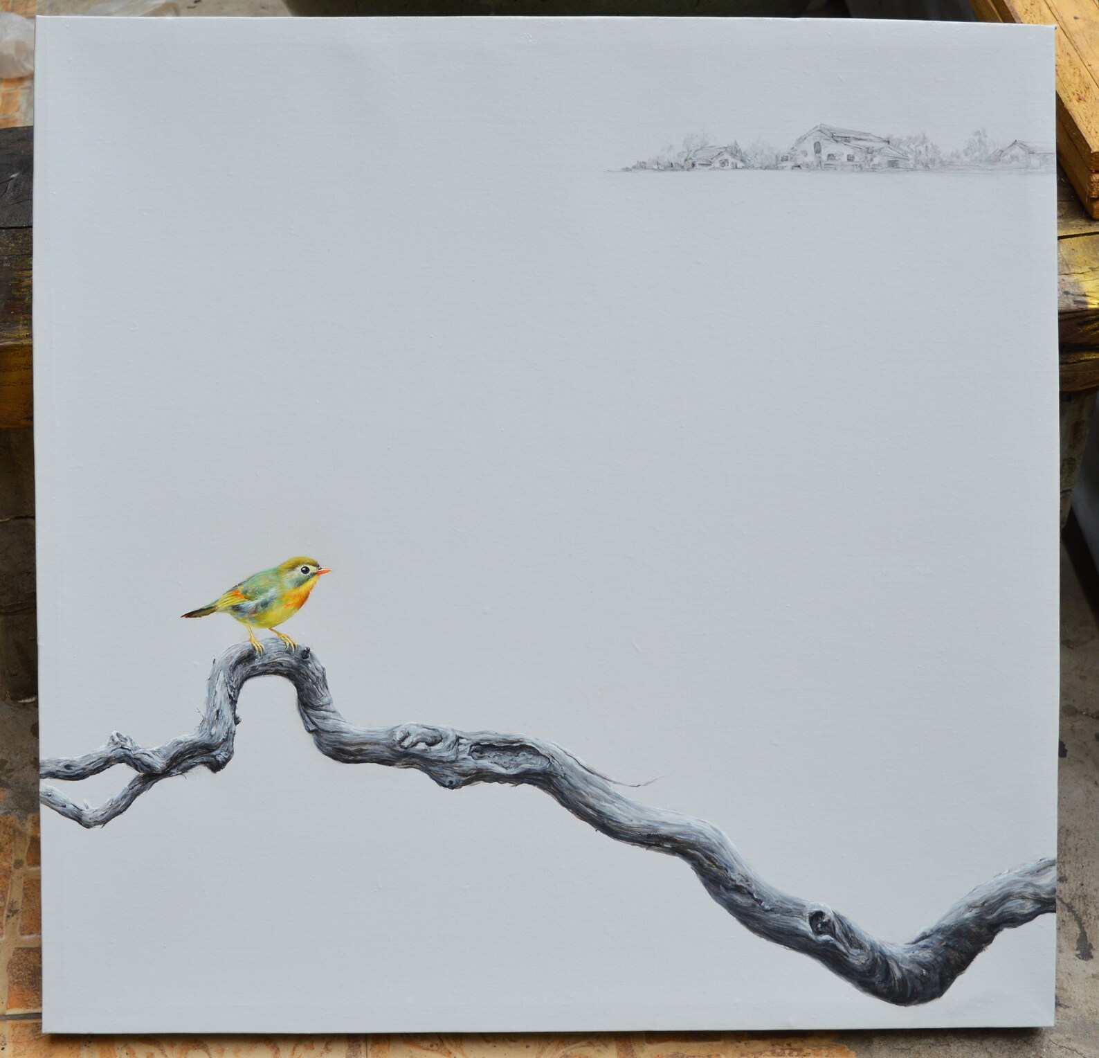 Bird Painting Oversize Painting Modern Art Original Large | Etsy