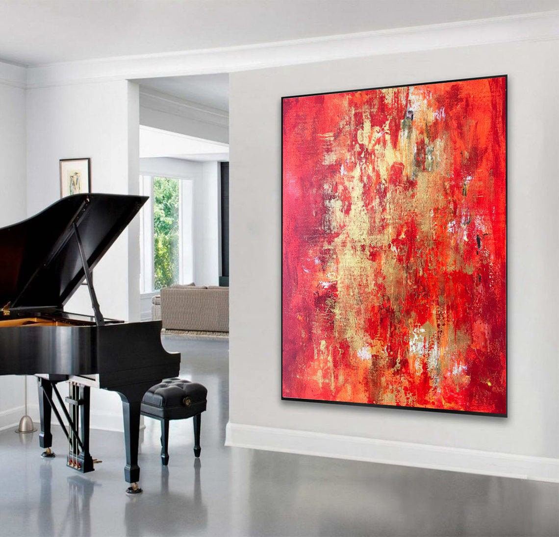 Red Gold Abstract Painting Oversize Painting modern Art - Etsy