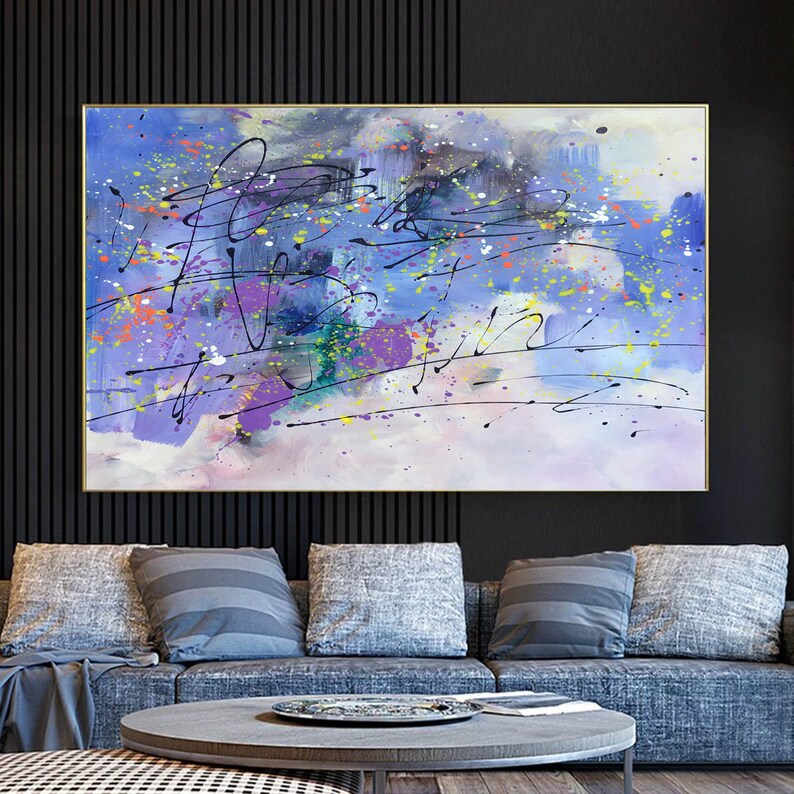 Jackson Pollock Style Blue Abstract Painting oversize | Etsy