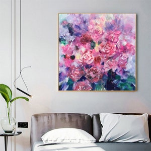 Rose Flower Painting ,oversize Painting ,original Large Canvas Painting ...
