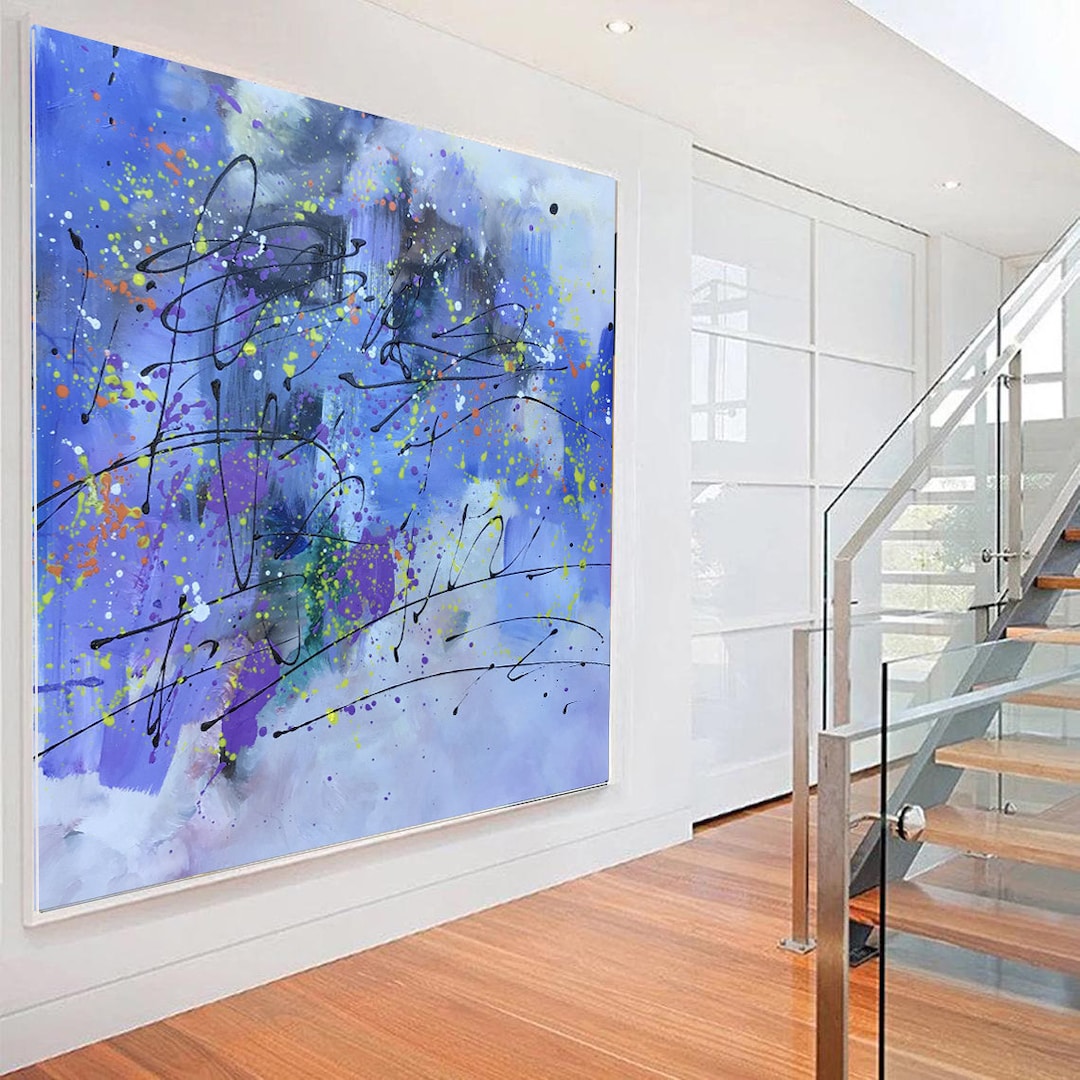 Jackson Pollock Style Blue Abstract Painting ,oversize Painting ...