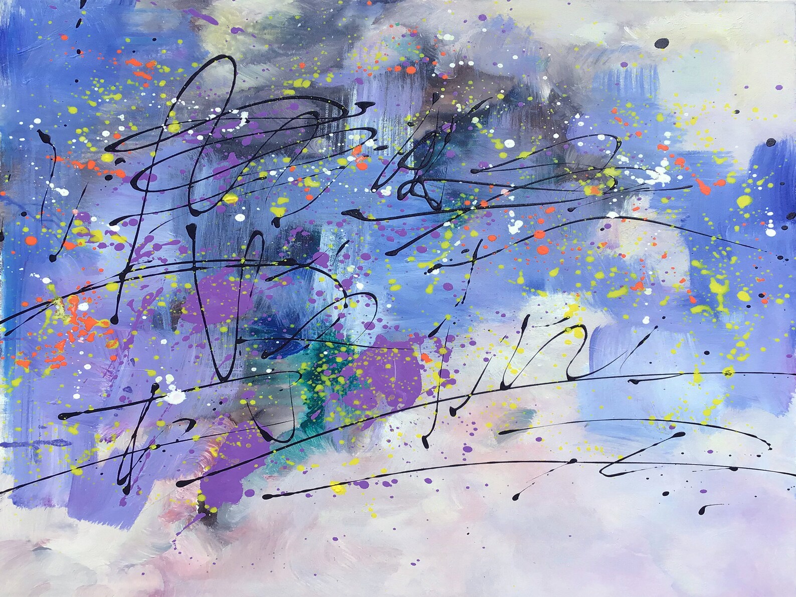 Jackson Pollock Style Blue Abstract Painting oversize - Etsy