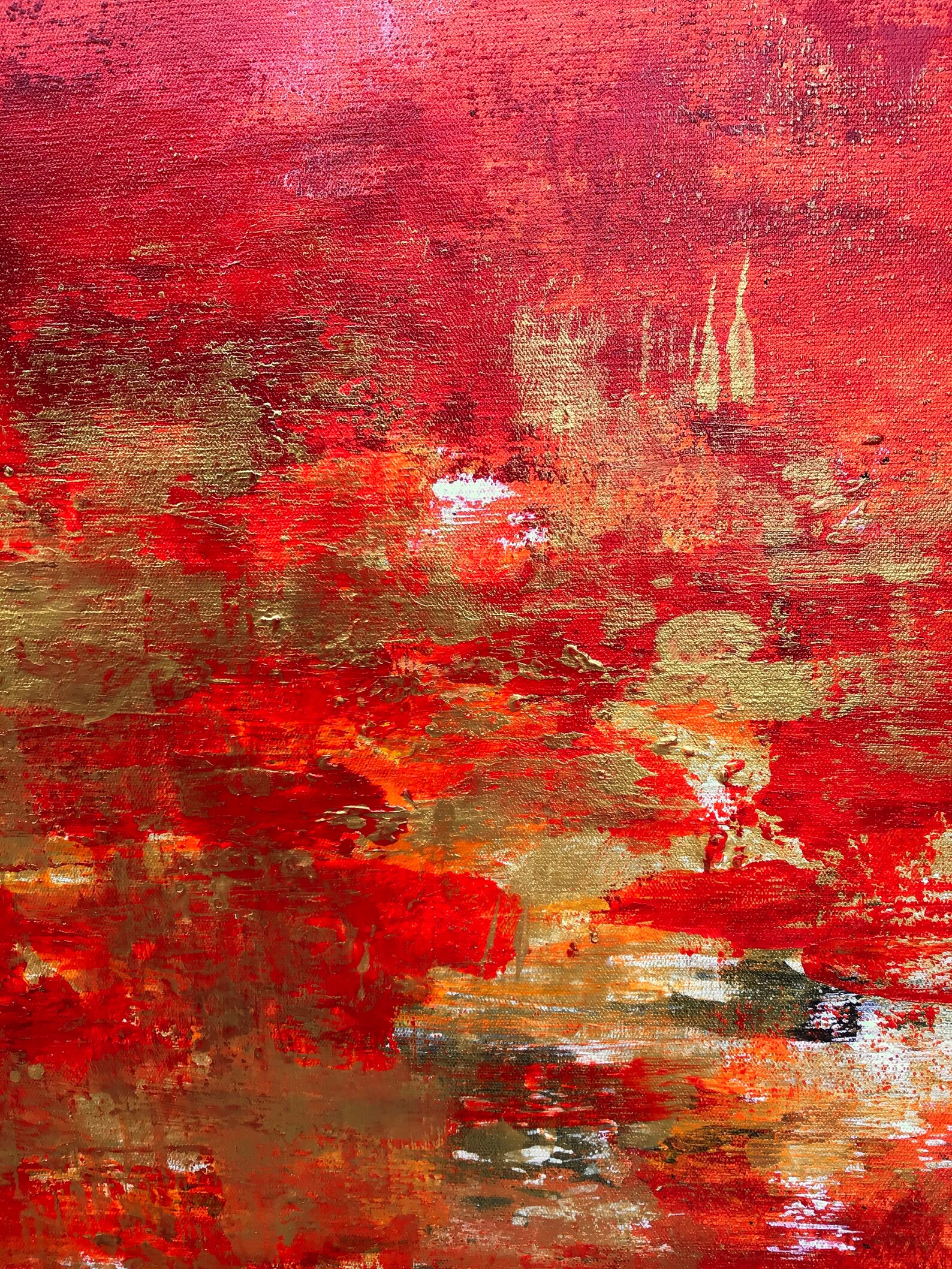 Red Gold Abstract Painting Oversize Painting modern Art - Etsy