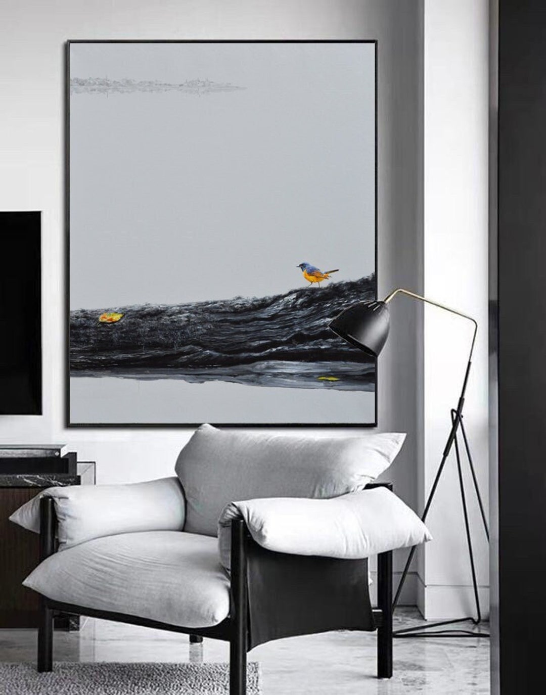 Bird Painting ,bird Art,oversize Painting Modern Art Original Large ...