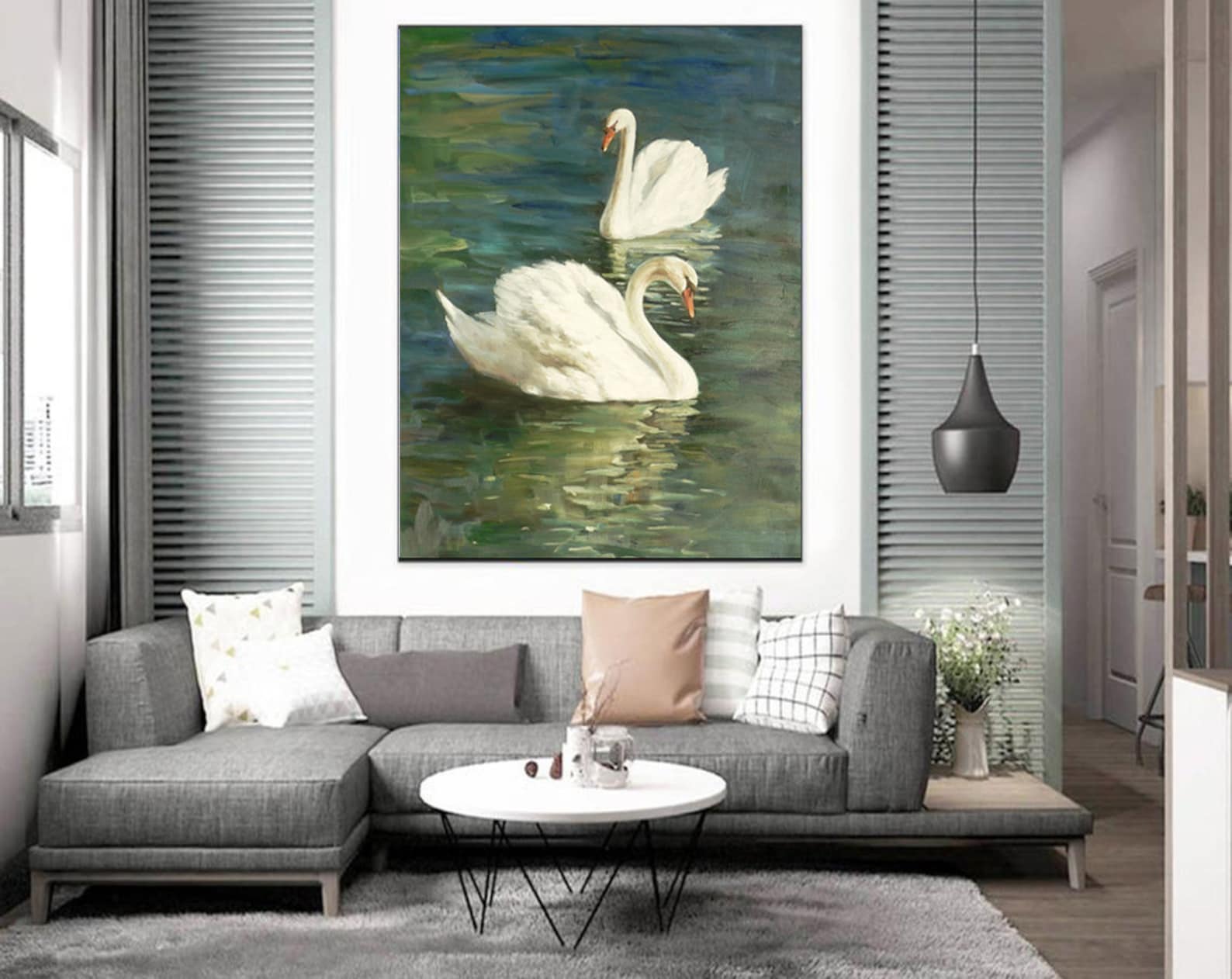 White Swan paintingWhite Swan ArtOversize Painting Original | Etsy