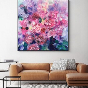 Rose Flower Painting ,oversize Painting ,original Large Canvas Painting ...