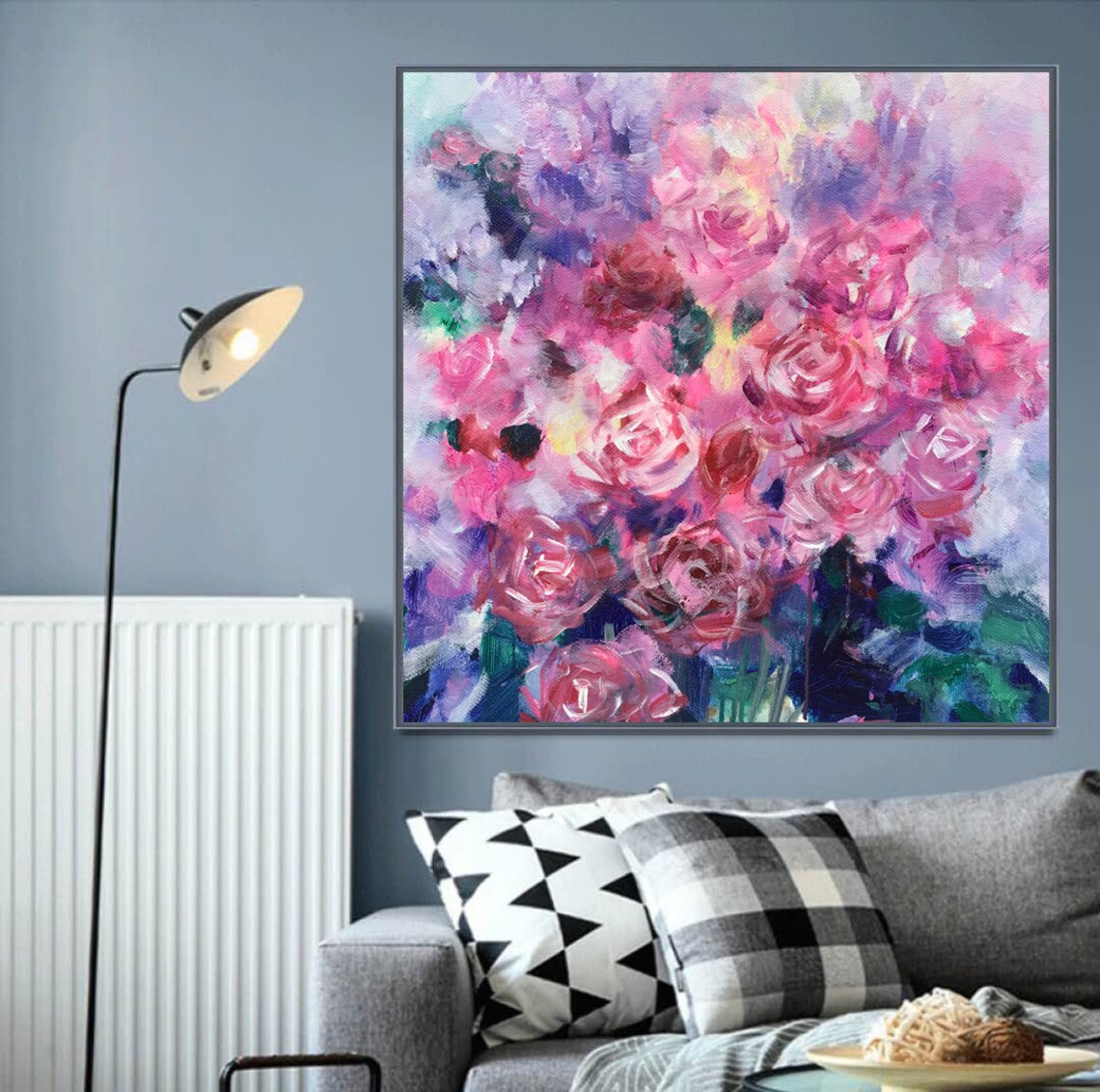 Rose Flower Painting oversize Painting original Large Canvas - Etsy