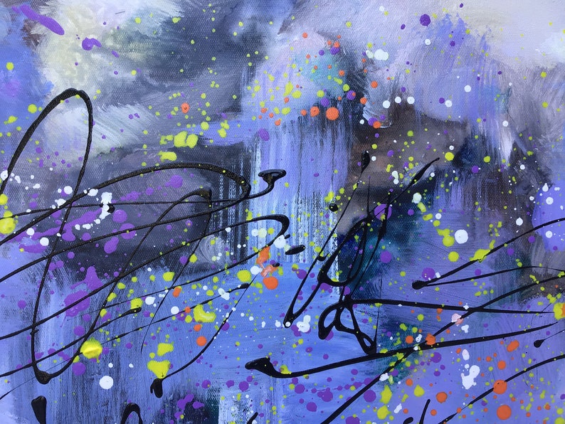 Jackson Pollock Style Blue Abstract Painting oversize | Etsy