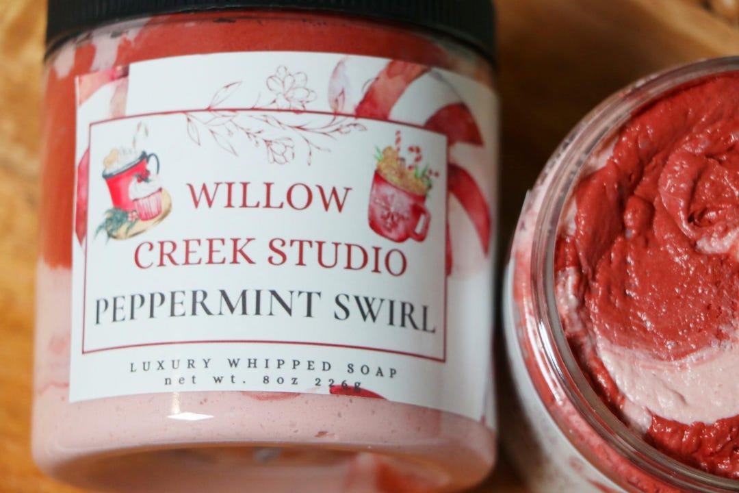 Peppermint Swirl Luxury Whipped Soap, Holiday Gift, Holiday Soap ...