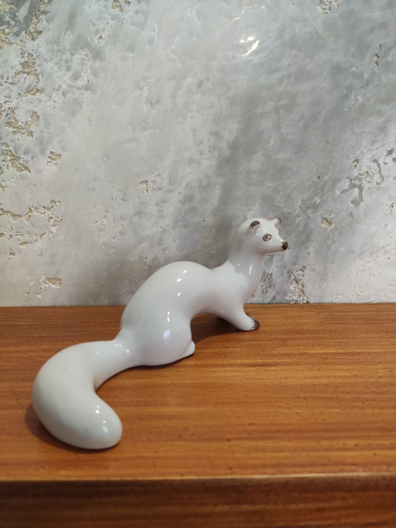 Vintage Soviet Porcelain Ermine Figurine, White Fox Collectible - Etsy