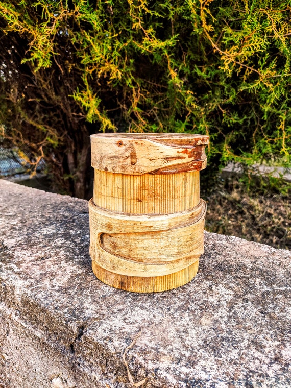 Antique Round wooden Box / Antique Round wooden Pantry Box / - Etsy