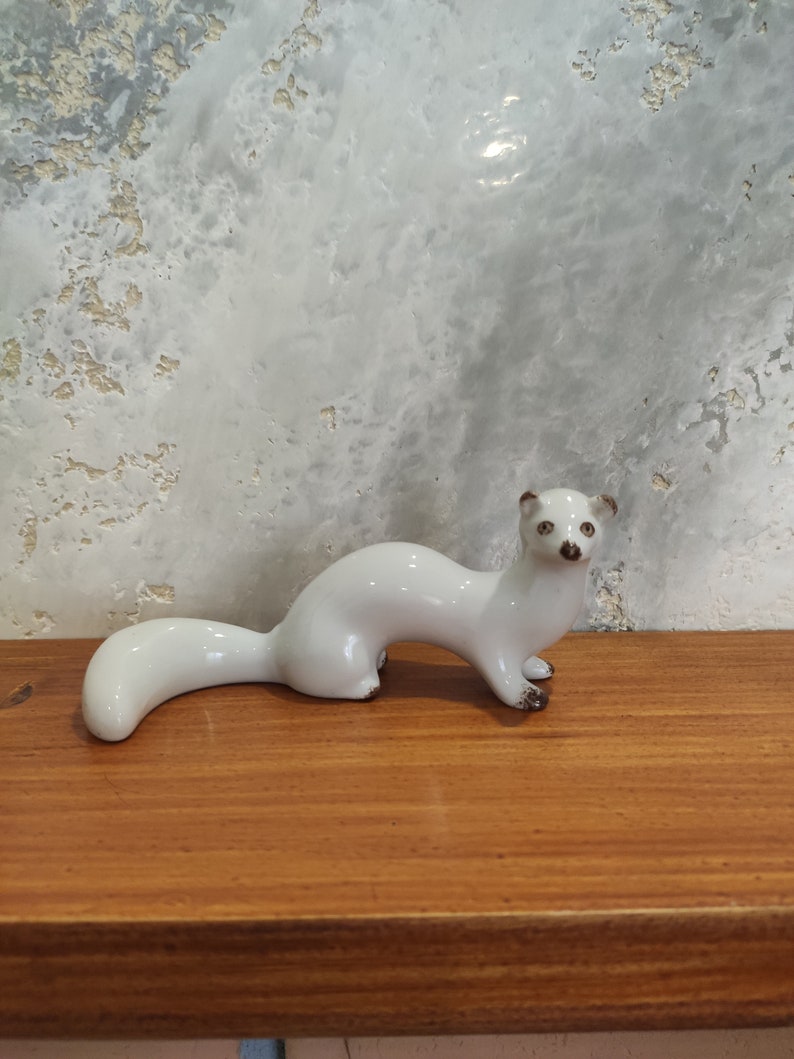Vintage Soviet Porcelain Ermine Figurine, White Fox Collectible - Etsy
