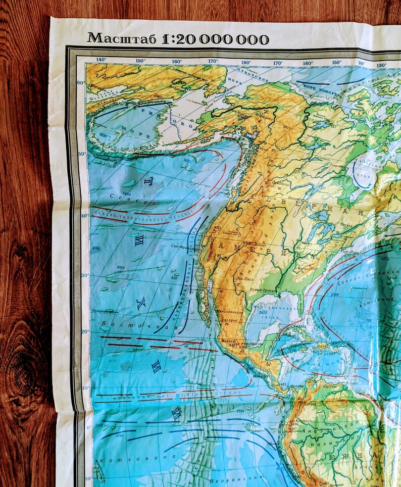 Big Wall Map / Vintage Geography Poster / Soviet Map / Vintage - Etsy