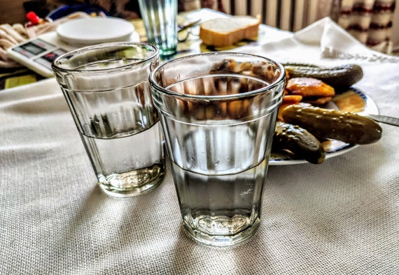 Faceted Glass Drinking Glasses Vodka Vintage Soviet Glass Etsy