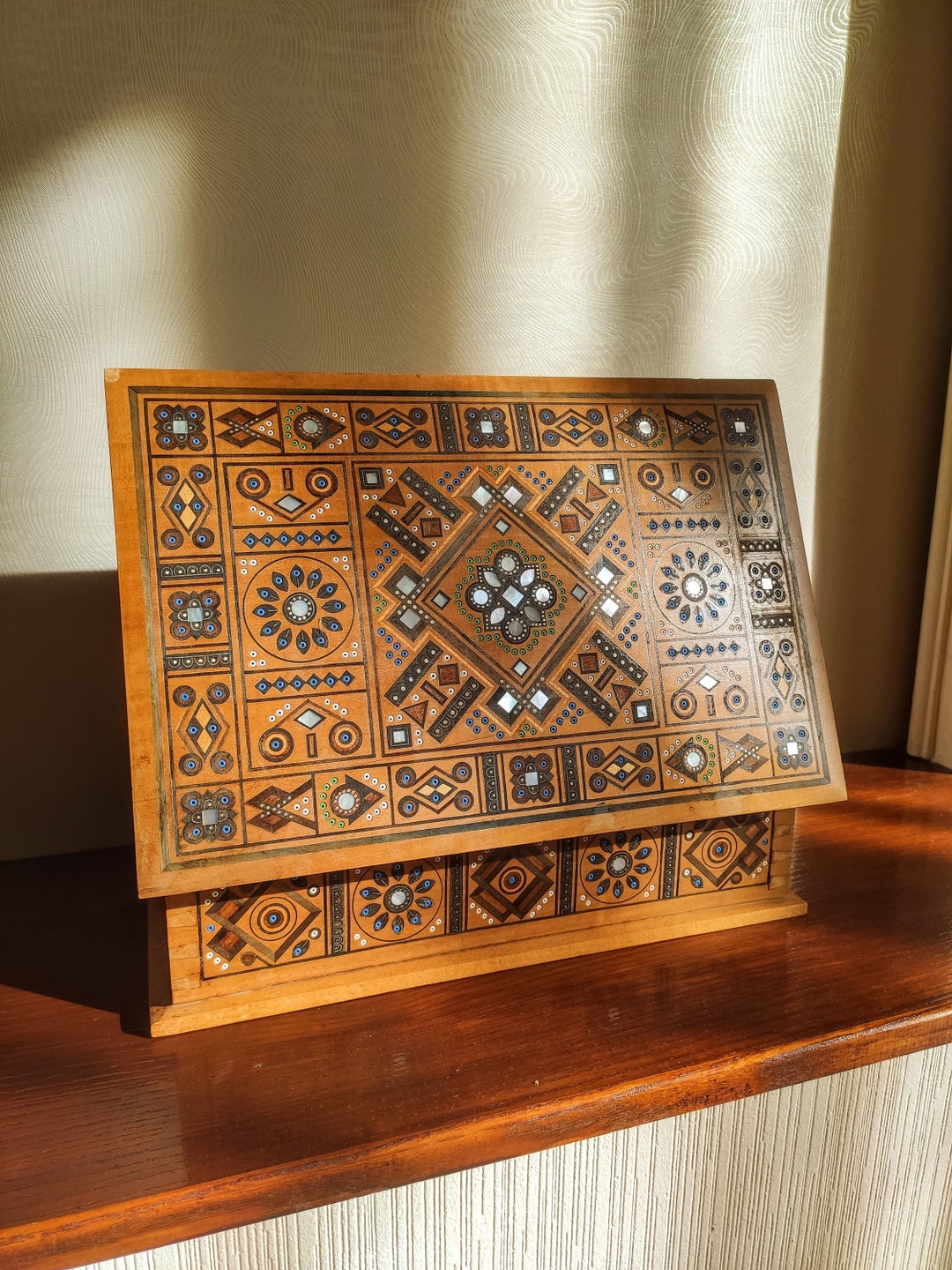 Large Wooden Box / Vintage Wooden Box / Traditional Ukrainian Box With ...