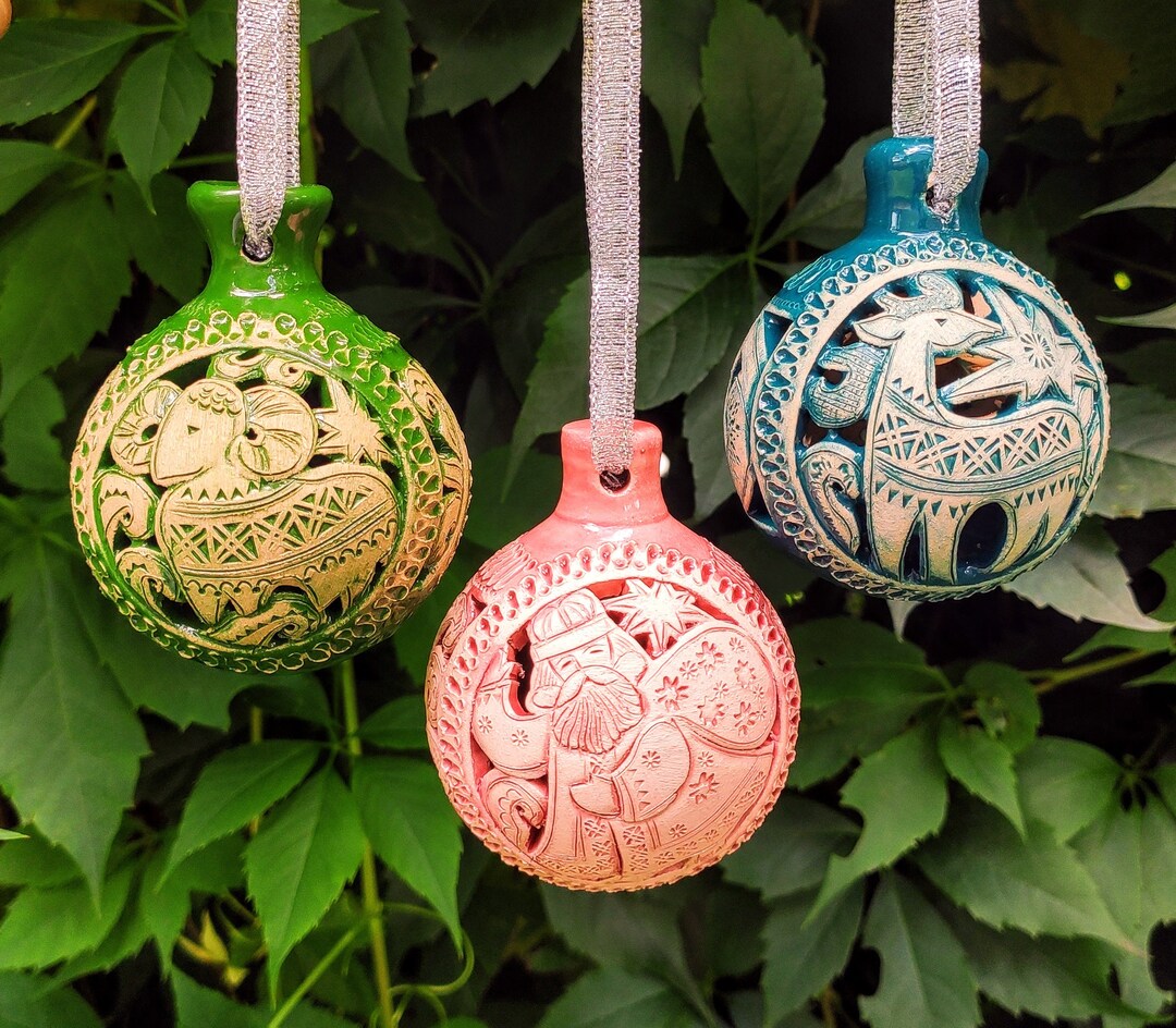 Handmade Ceramic Christmas Ornament: Openwork Winter Tree Ball - Etsy
