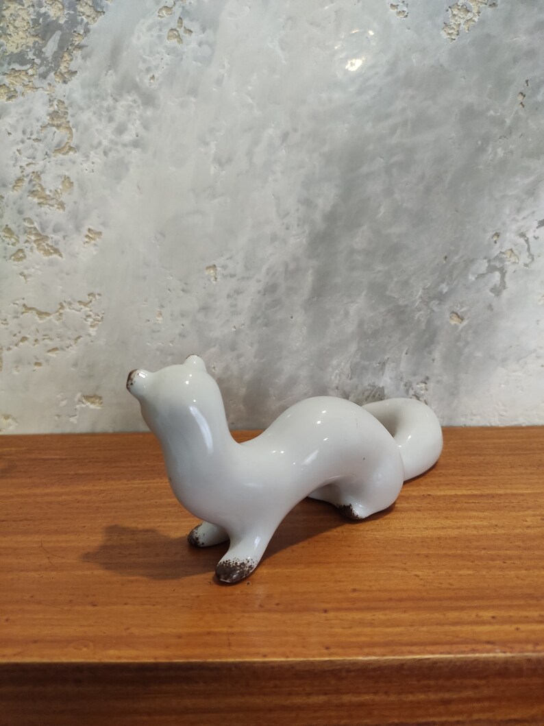 Vintage Soviet Porcelain Ermine Figurine, White Fox Collectible - Etsy