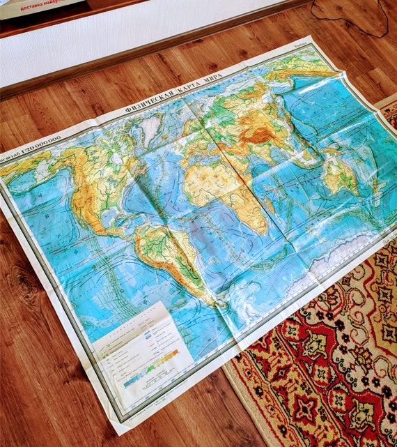 Big Wall Map / Vintage Geography Poster / Soviet Map / Vintage | Etsy