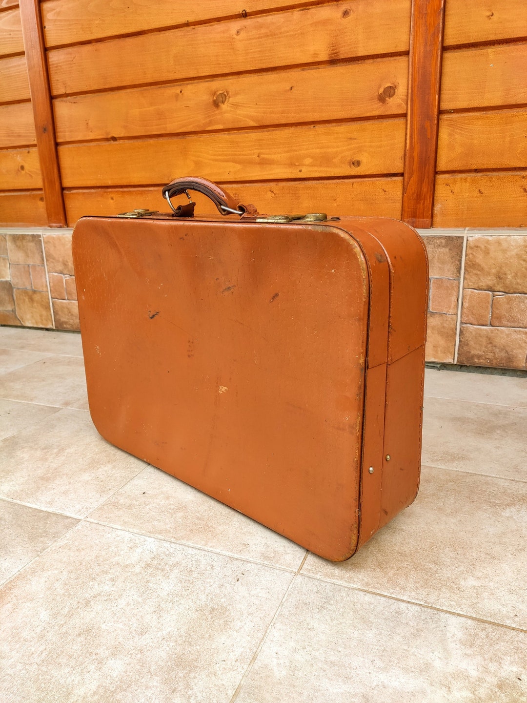 Leather Vintage Suitcase / Travel USSR Suitcase / Old Suitcase ...